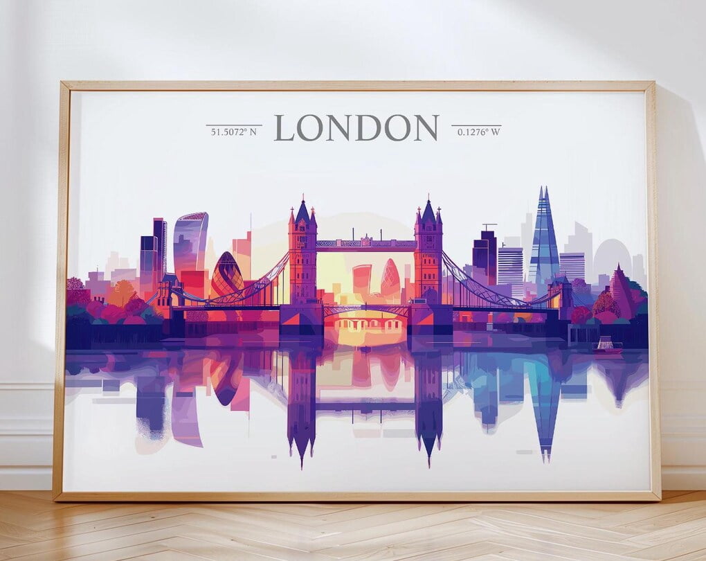 Kna Prints - 1 Pc Poster London Skyline Travel Wall Art Landscape ...