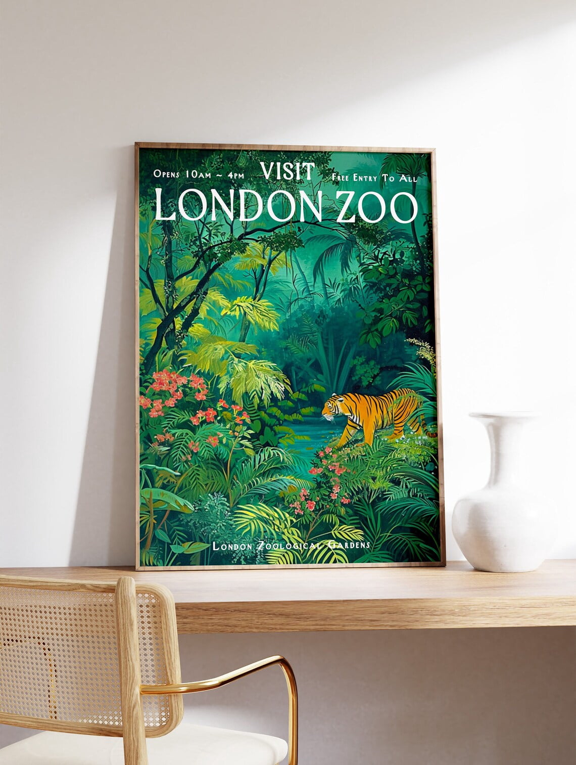 Kna Prints - 1 Pc Poster London Zoo Print, Vintage Zoo , Tiger Print ...