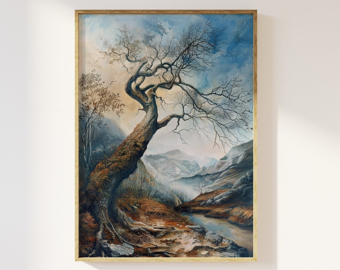 Kna Prints - 1 Pc Poster Lone Tree Leaning Into The Valley Art Print ...
