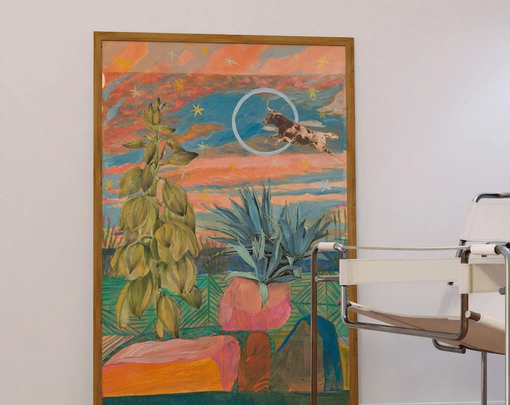 Kna Prints - 1 Pc Poster Longhorn Desert Yucca Print Texas Sset Wall ...