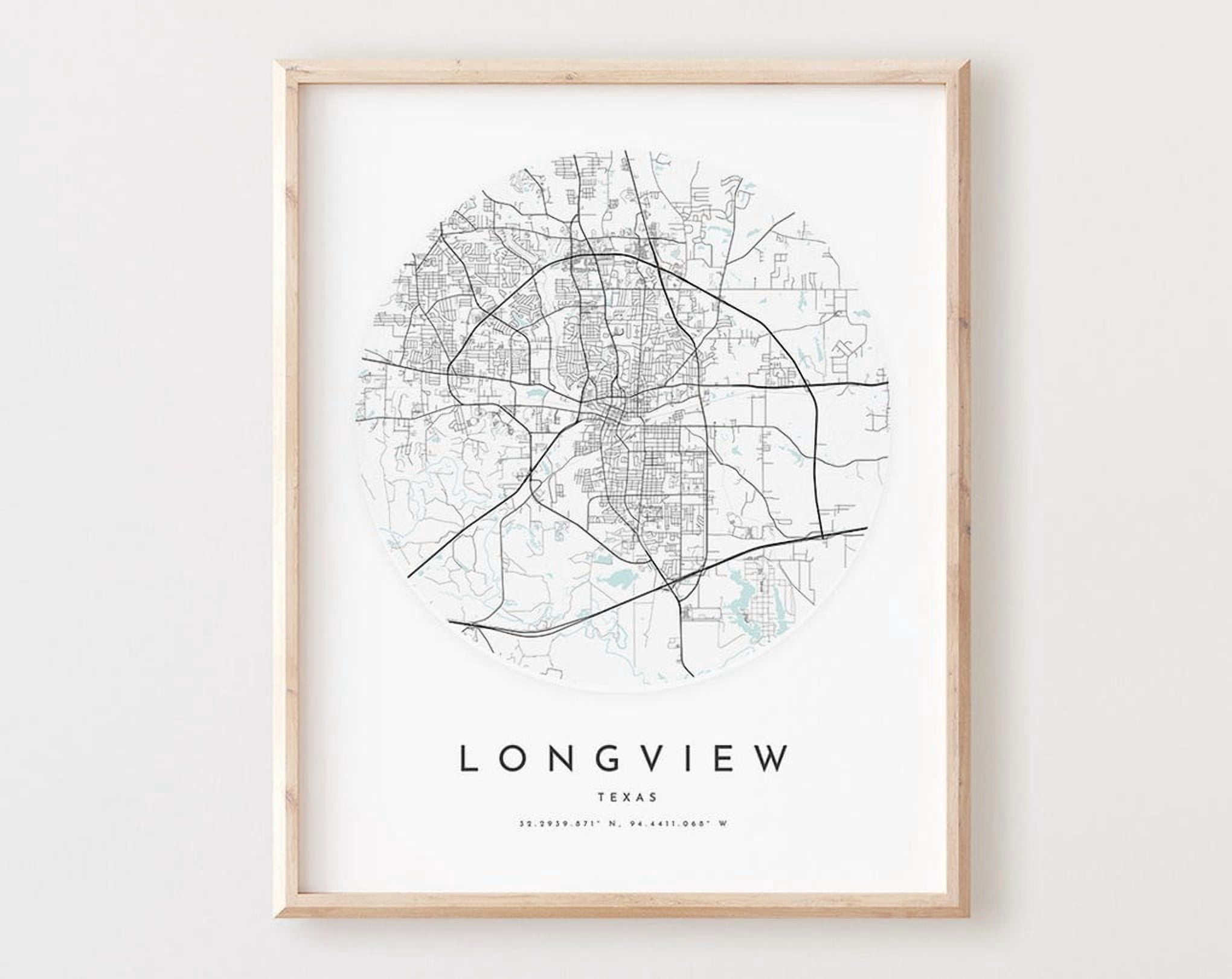 Kna Prints - 1 Pc Poster Longview Map Print, Longview Map City Wall Art ...