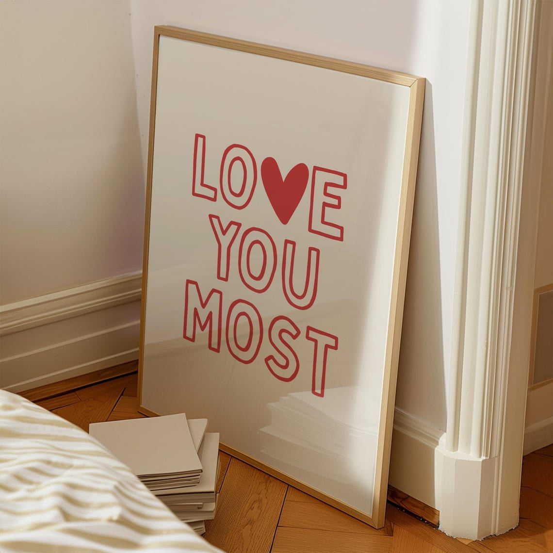 Kna Prints - 1 Pc Poster Love You Most Typography , Cute Love Quote ...