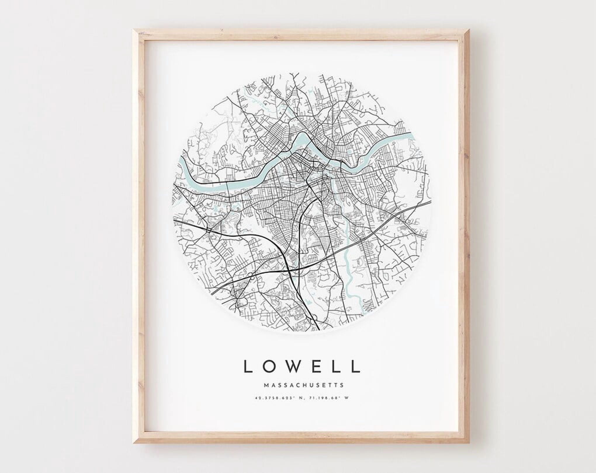 Kna Prints - 1 Pc Poster Lowell Map Print, Lowell Map City Wall Art, Ma ...