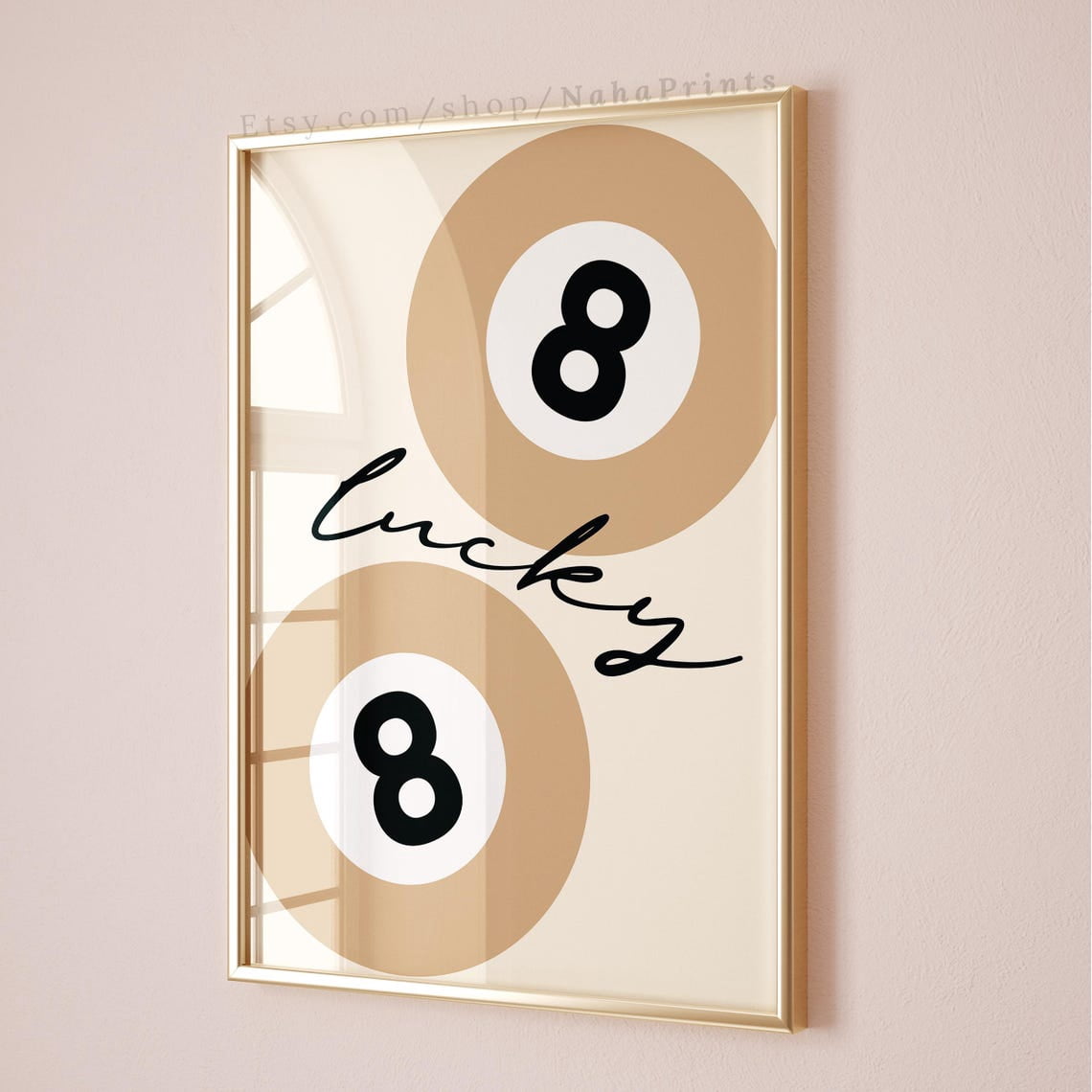 Kna Prints - 1 Pc Poster Lucky 8 Ball , Retro Neutral Beige Aesthetic ...