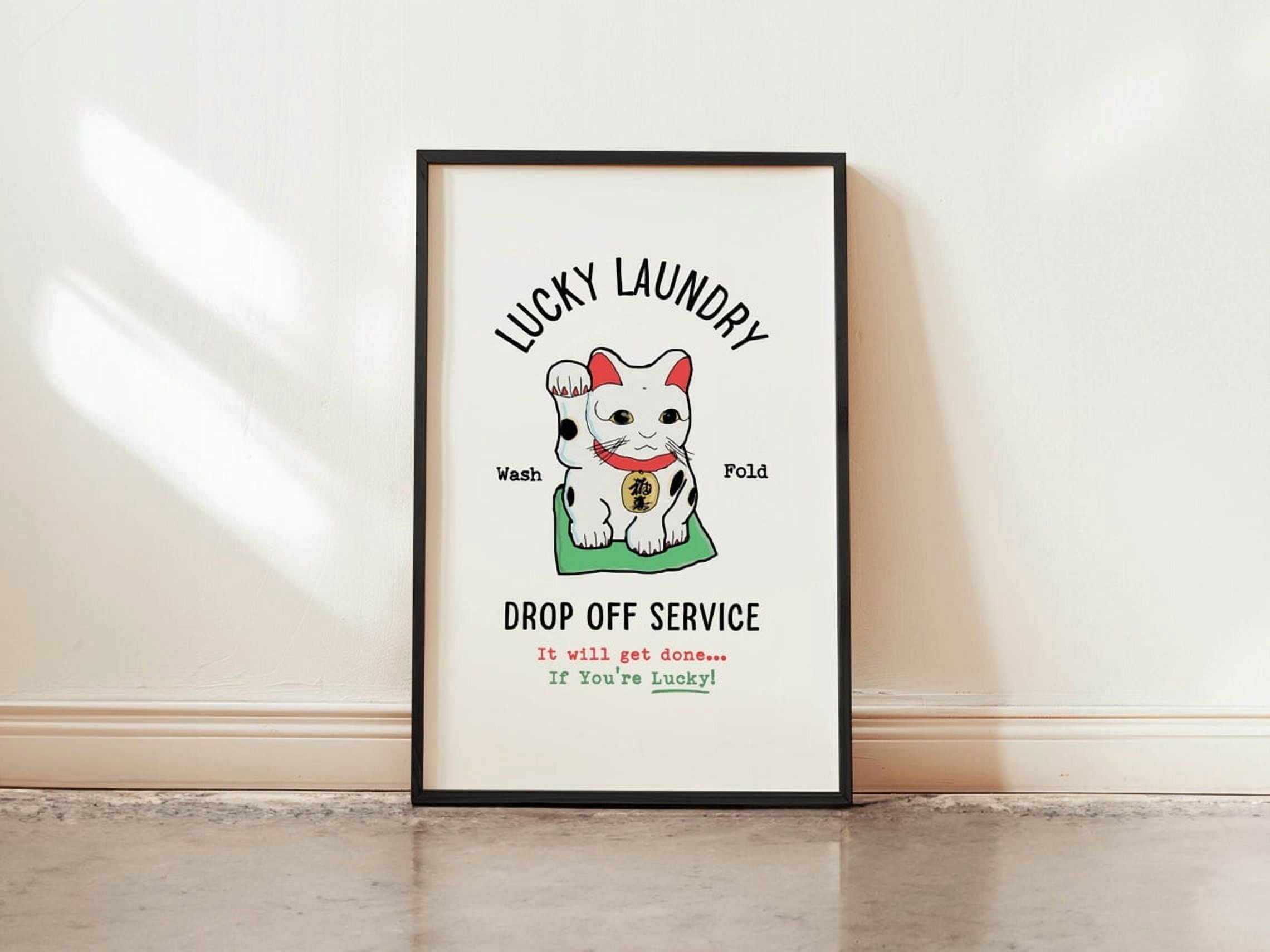 Kna Prints - 1 Pc Poster Lucky Cat Ladry Print Utility Room Art Ladry ...