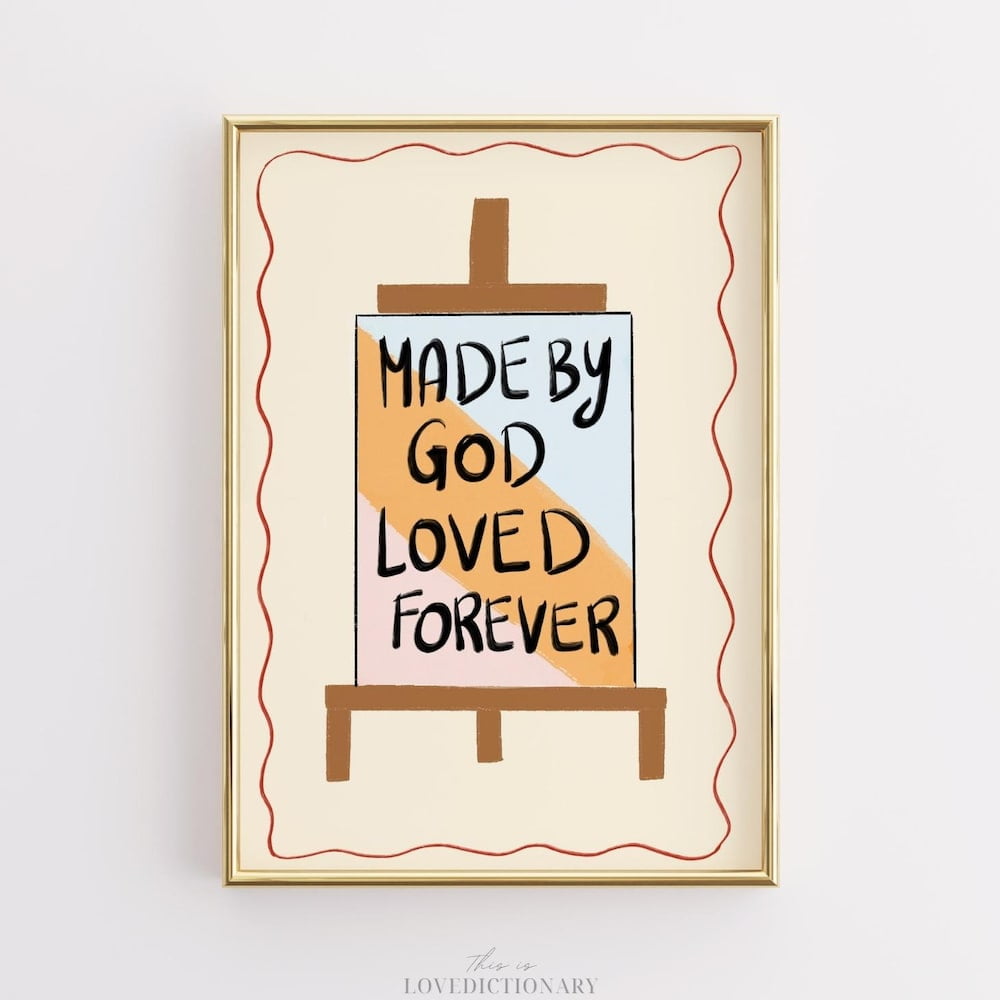 Kna Prints - 1 Pc Poster Made By God Loved Forever Print, Christian Wall Art, Inspirational ...