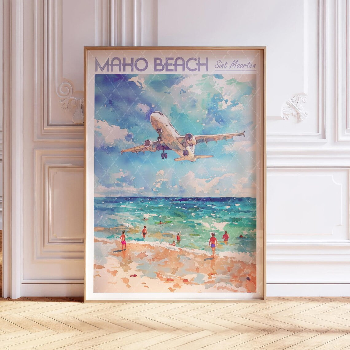 Kna Prints - 1 Pc Poster Maho Beach Watercolor Maho Beach Wall Art Sint ...