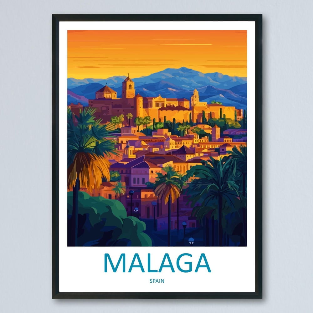 Kna Prints - 1 Pc Poster Malaga Cartoon Travel Poster Spain Wall Art ...