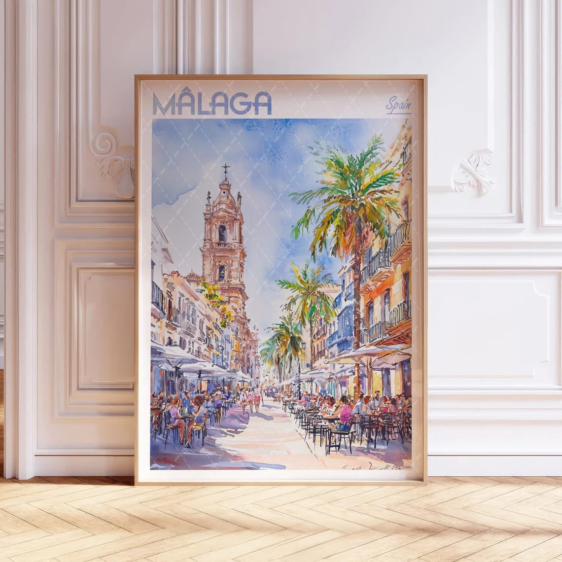 Kna Prints - 1 Pc Poster Malaga Watercolor Malaga Wall Art Spain Travel ...
