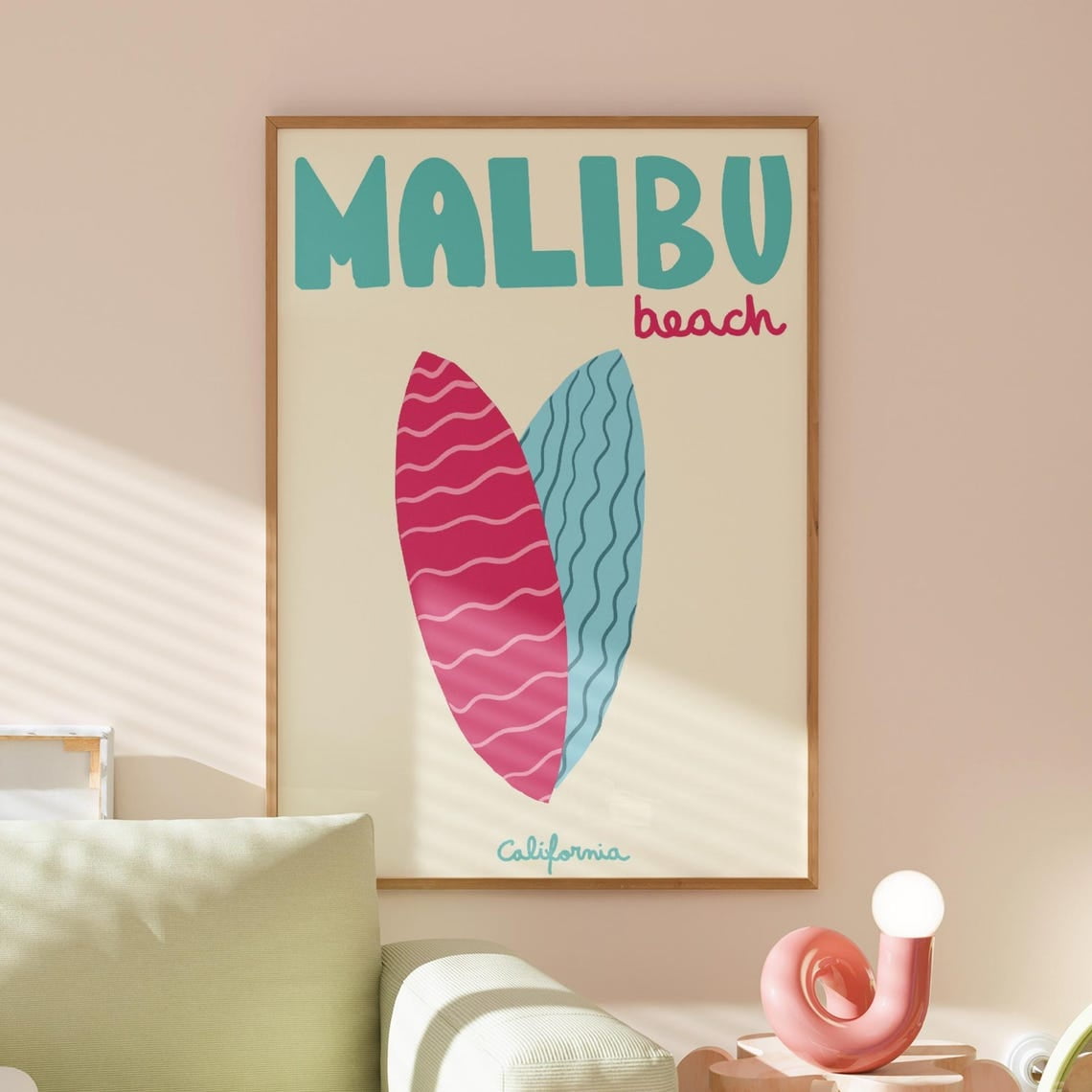 Kna Prints - 1 Pc Poster Malibu , Preppy Travel Wall Art, Minimal ...
