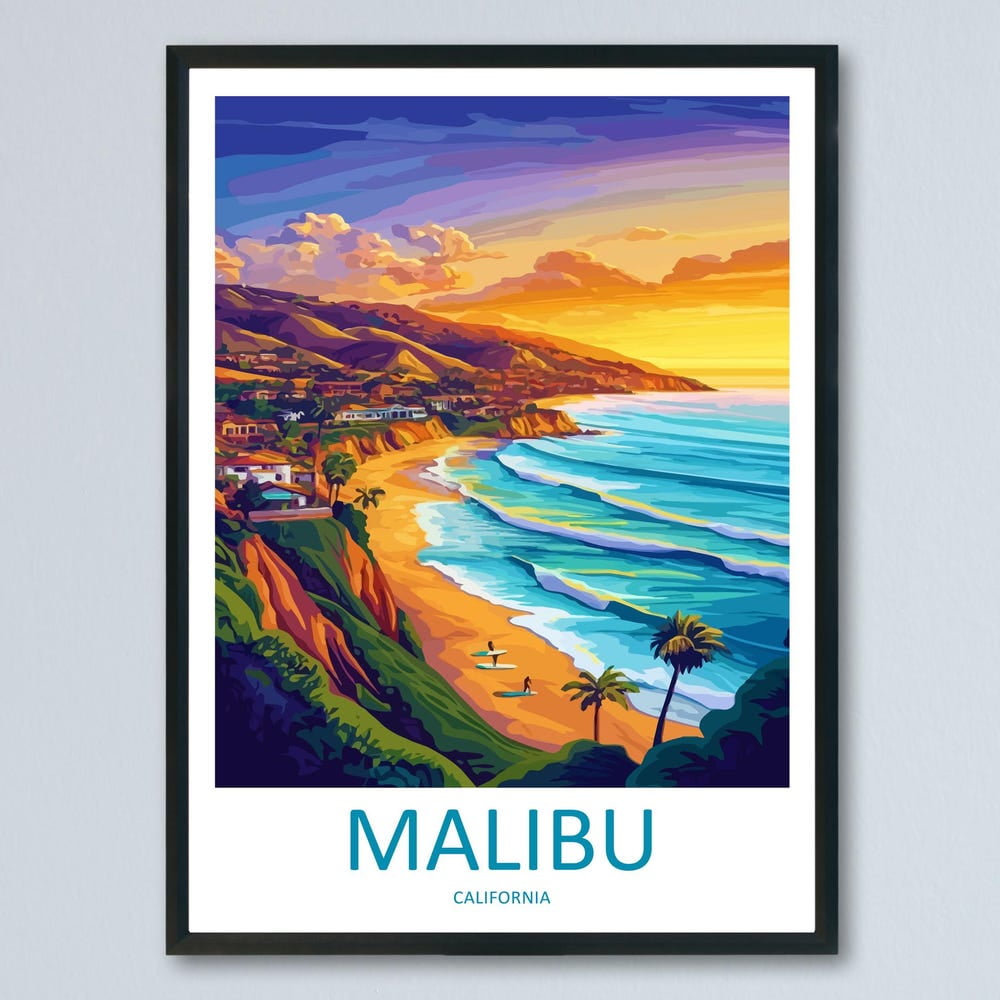 Kna Prints - 1 Pc Poster Malibu Travel Poster California Wall Art ...