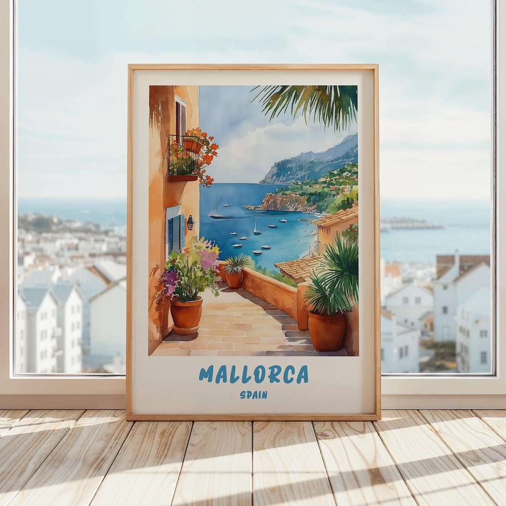 Kna Prints - 1 Pc Poster Mallorca Travel , Watercolor Painting, Spain ...