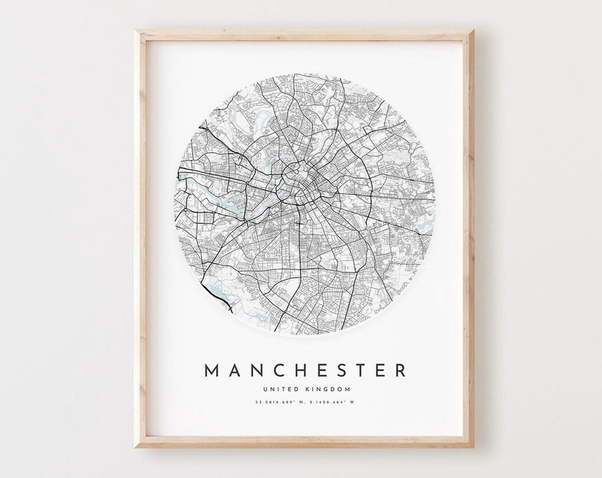 Kna Prints - 1 Pc Poster Manchester Map Print, Manchester Map City Wall ...