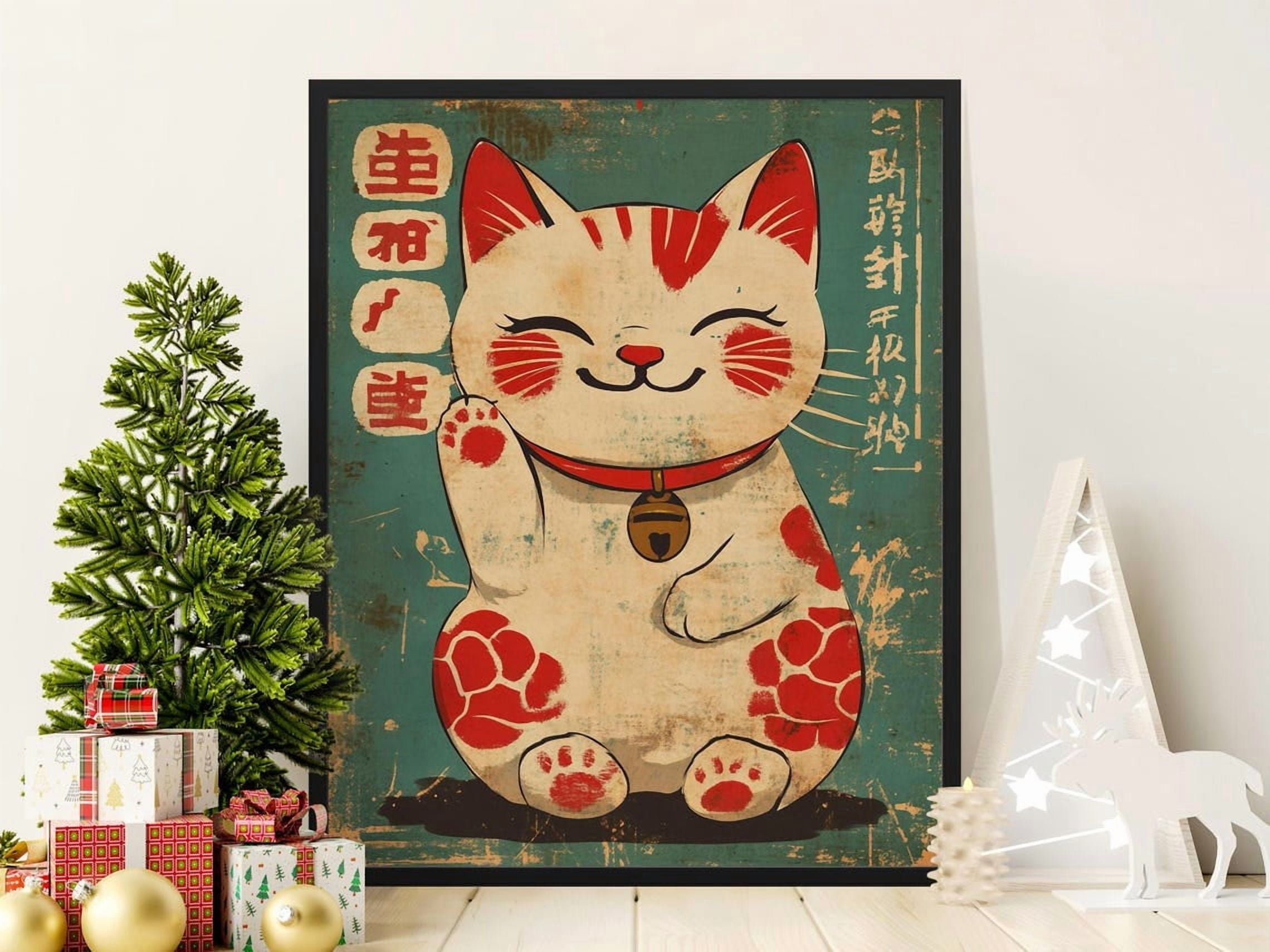 Kna Prints - 1 Pc Poster Maneki Neko , Lucky Cat Art, Japanese Cat ...
