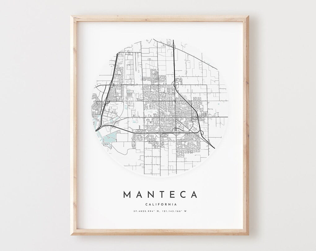 Kna Prints - 1 Pc Poster Manteca Map Print, Manteca Map City Wall Art ...