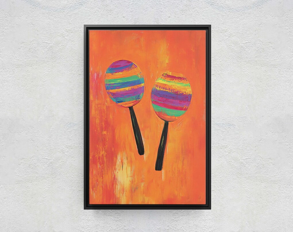 Kna Prints - 1 Pc Poster Maracas Art, Mexican Decor, Orange Decor ...