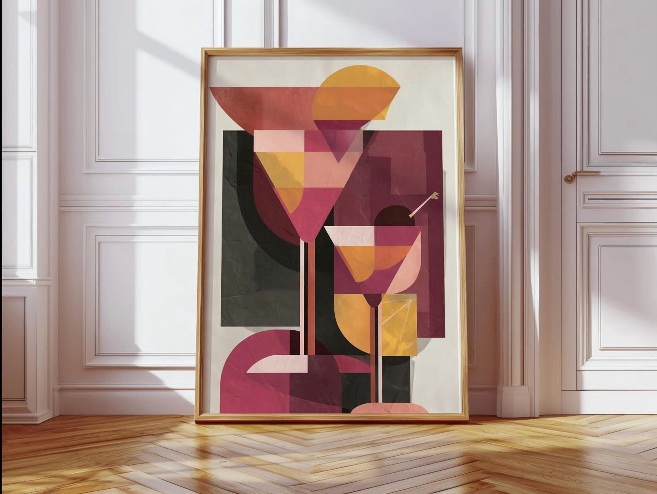 Kna Prints - 1 Pc Poster Maroon Cocktail Bauhaus Print, Abstract ...