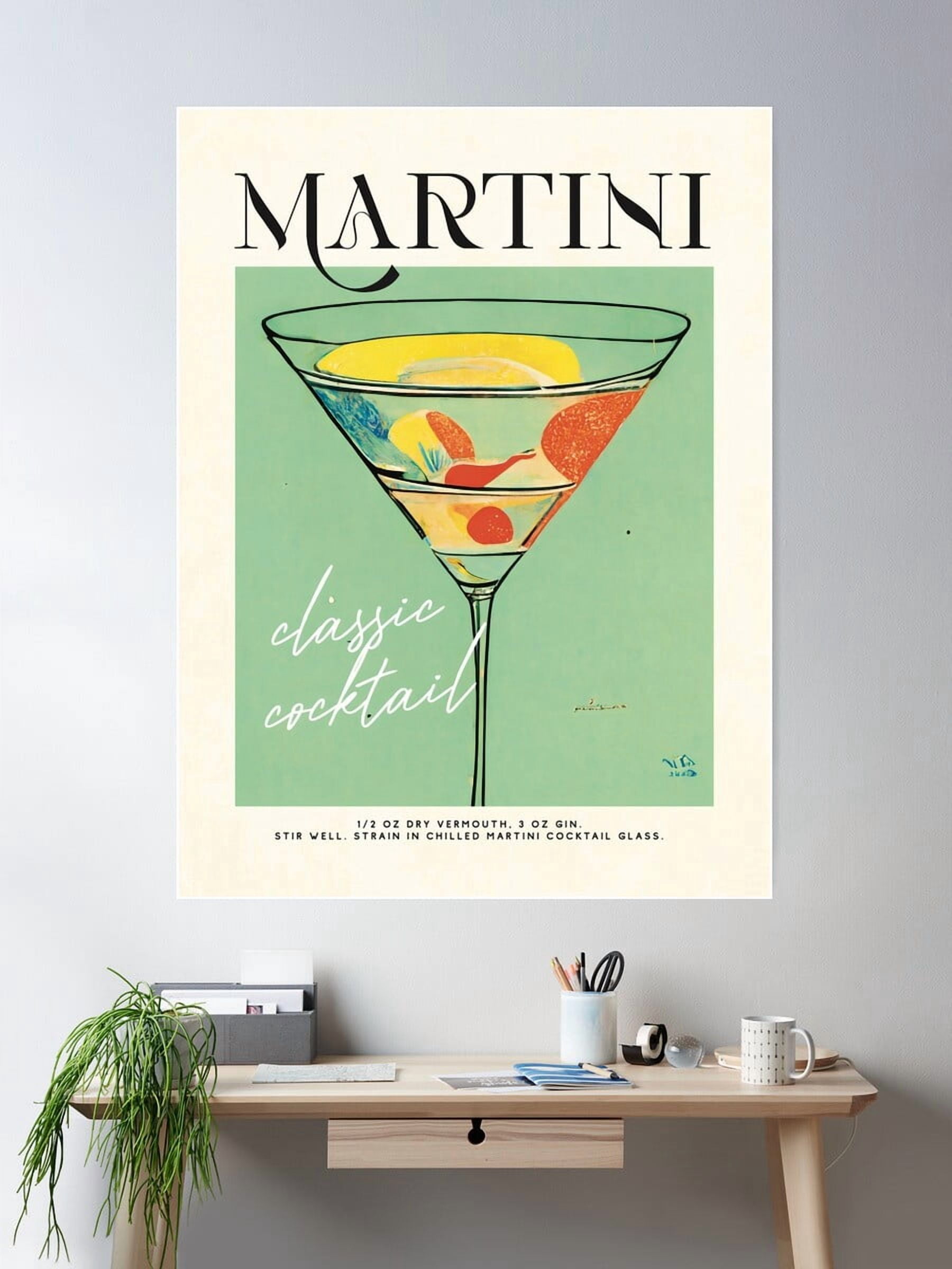 Kna Prints - 1 Pc Poster Martini Retro Cocktail Green Classic Bar ...
