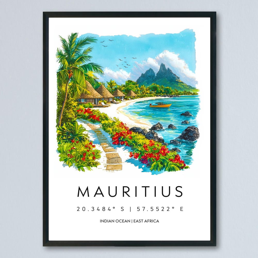 Kna Prints - 1 Pc Poster Mauritius Watercolor Poster Mauritius Travel ...