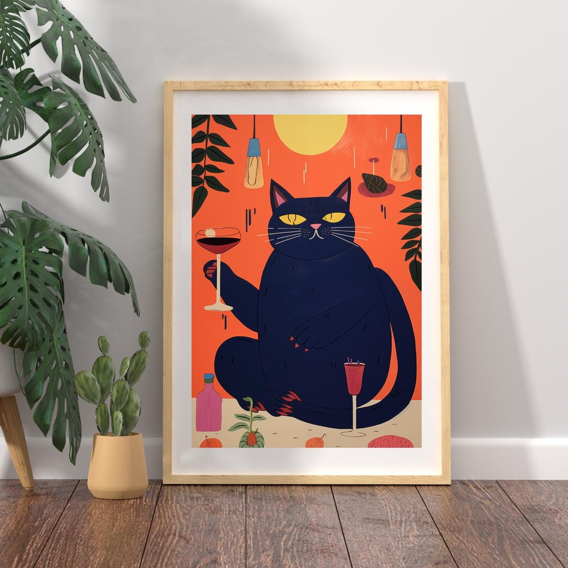 Kna Prints - 1 Pc Poster Maximalist Black Cat Art, Fny Cat Dining Art ...