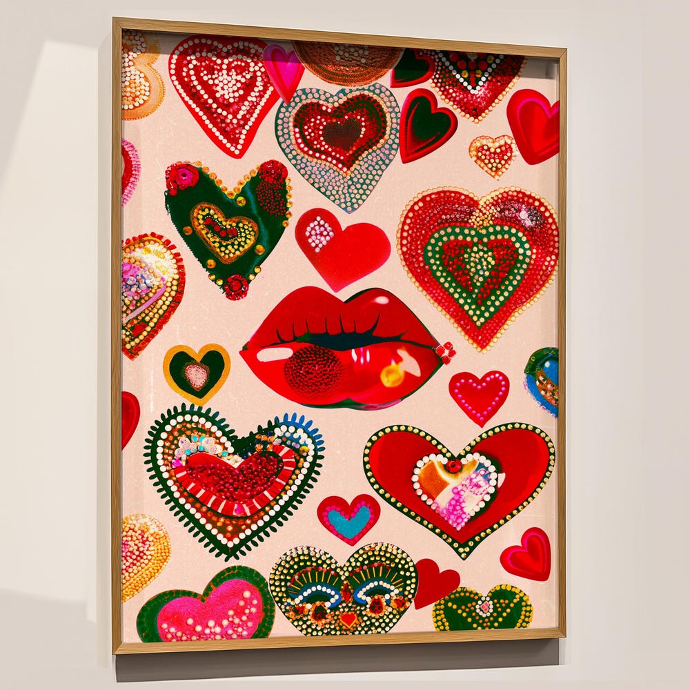 Kna Prints - 1 Pc Poster Maximalist Heart And Eye Art Print - Surreal ...