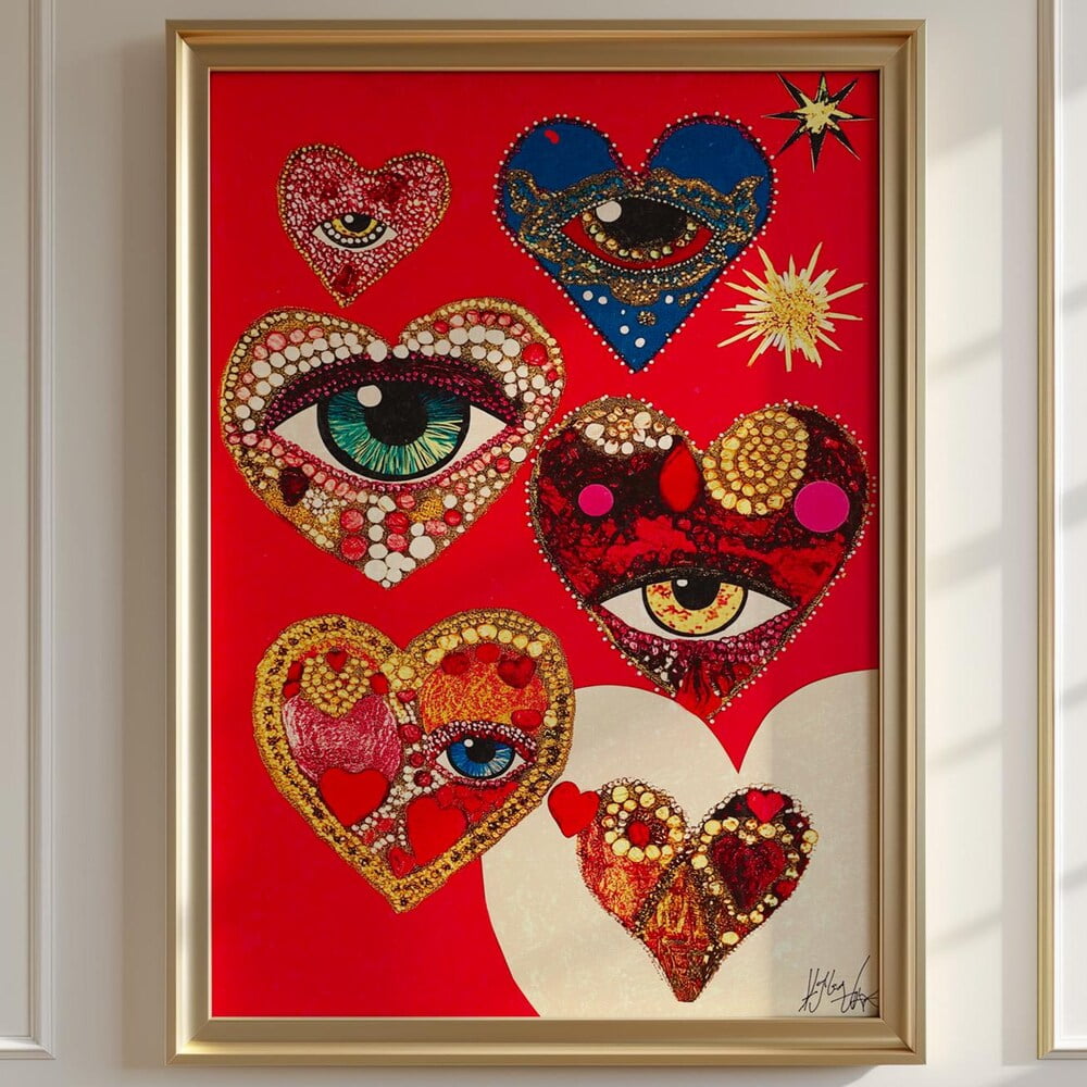 Kna Prints - 1 Pc Poster Maximalist Heart Eye Print – Surreal Red Wall ...