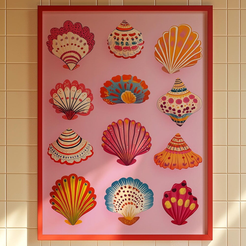 Kna Prints - 1 Pc Poster Maximalist Seashell Wall Art, Bright Nautical ...