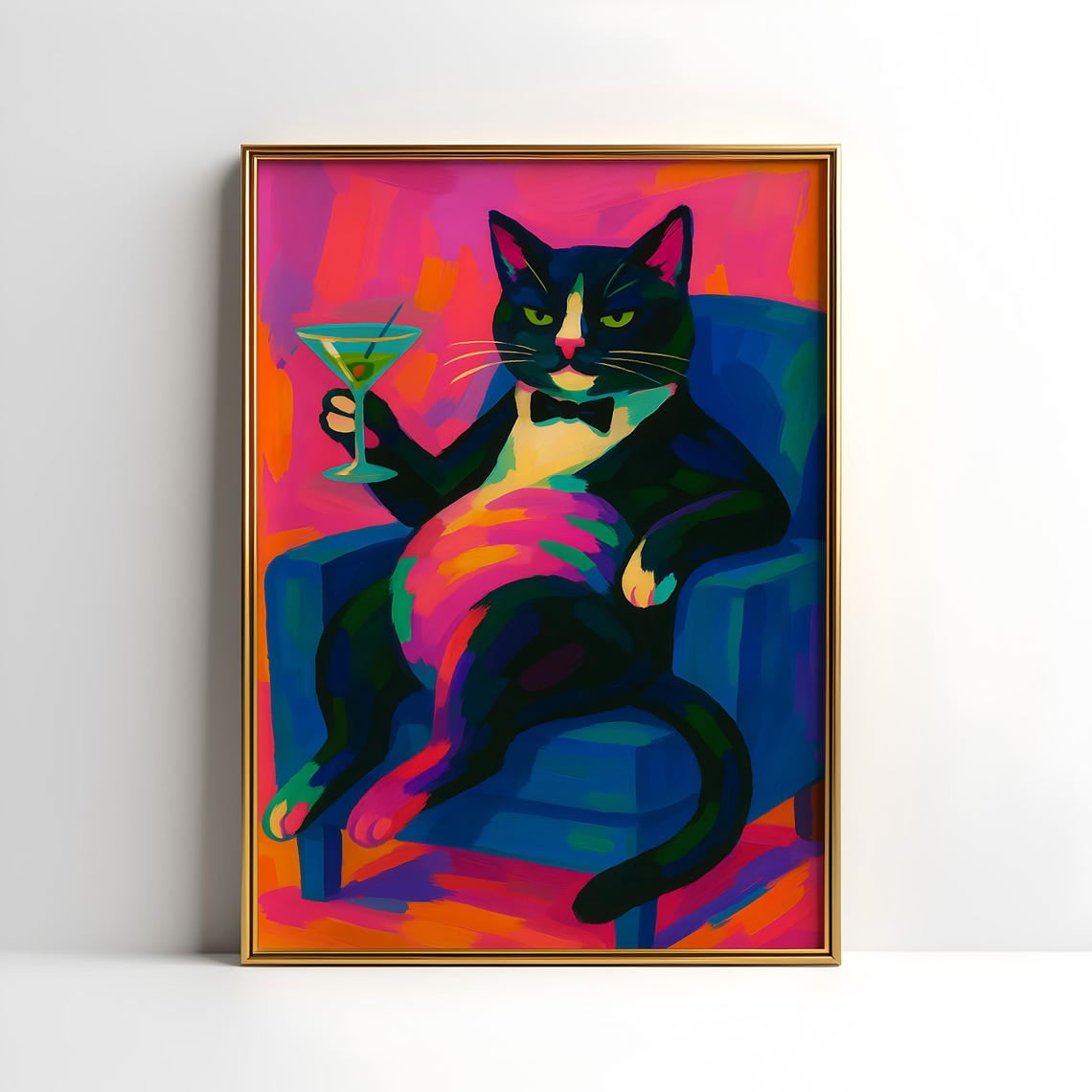 Kna Prints - 1 Pc Poster Maximalist Wall Art Orange Cat Dopamine & Bar ...