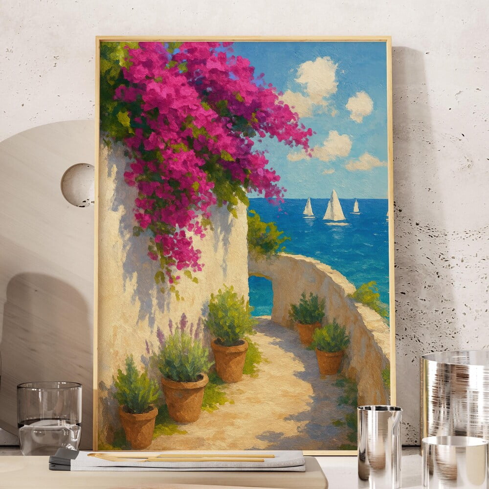 Kna Prints - 1 Pc Poster Mediterranean Coastal Wall Art With ...