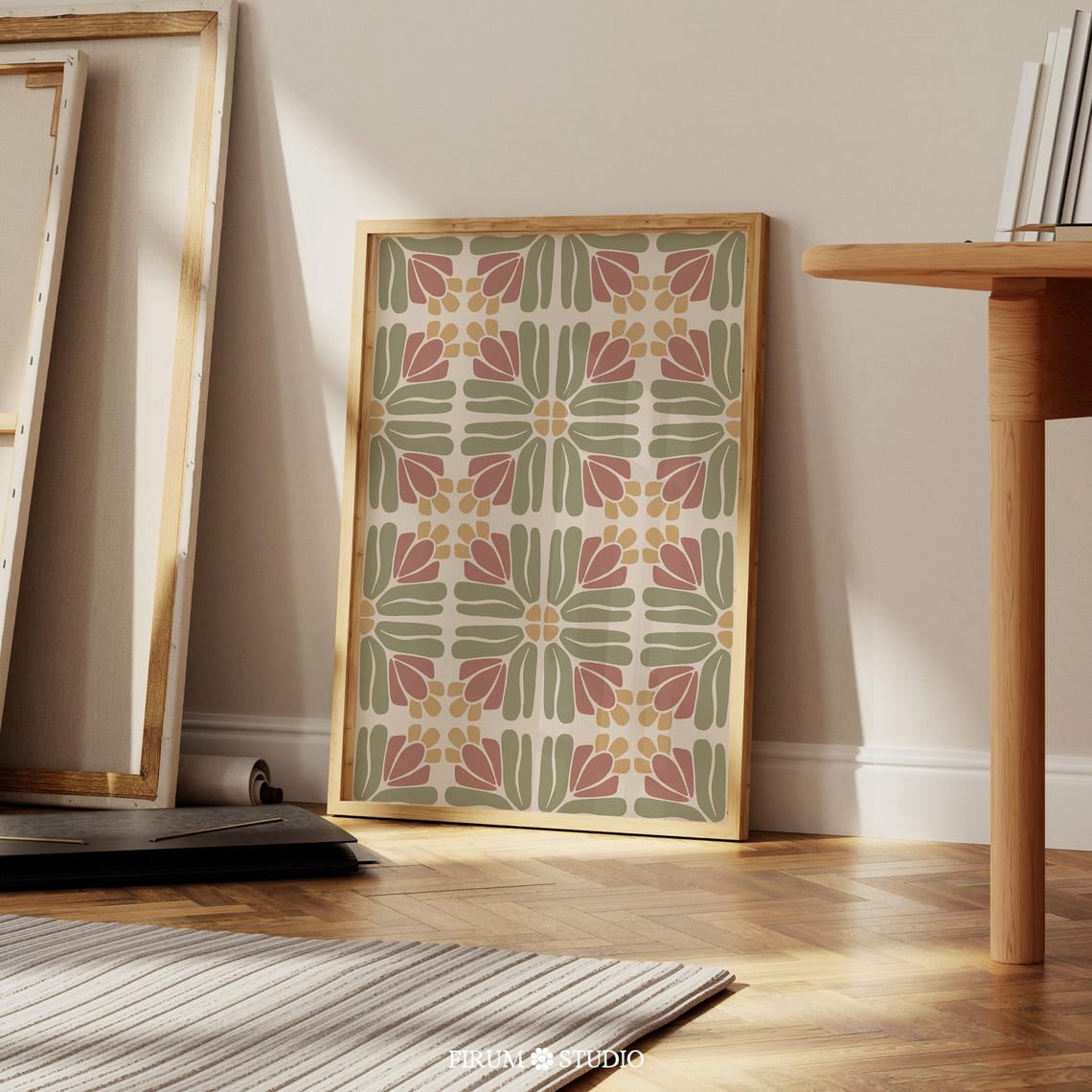 Kna Prints - 1 Pc Poster Mediterranean Floral Tile Wall Art, Earth ...