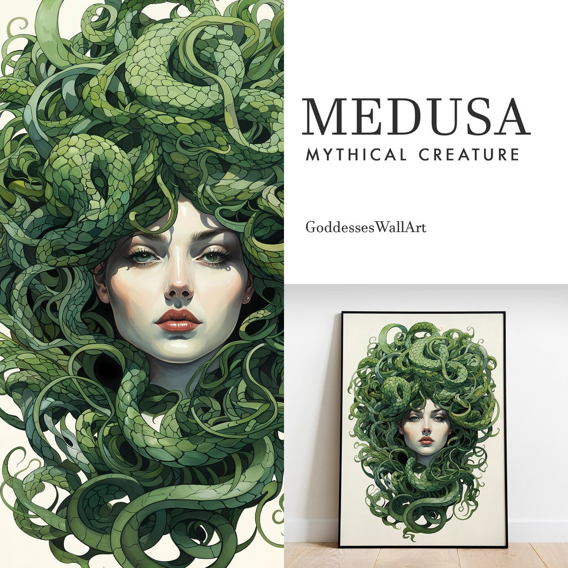 Kna Prints - 1 Pc Poster Medusa Art Nouveau, Mythical Creatures ...