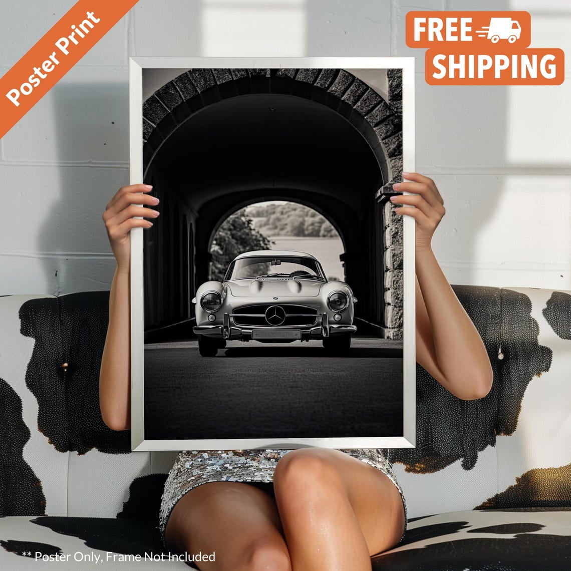 Kna Prints - 1 Pc Poster Mercedes 300 Sl Gullwing Black & White Classic ...