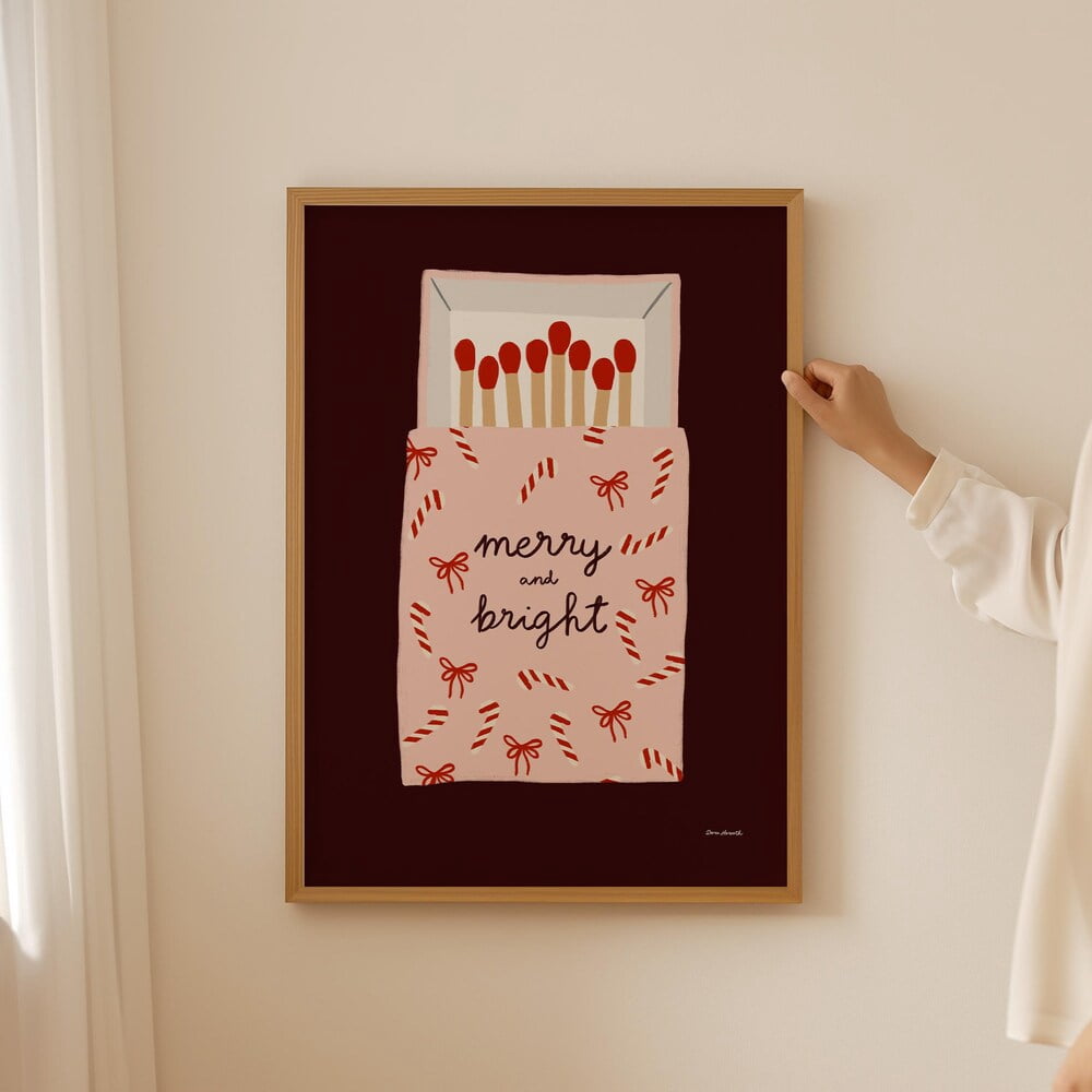 Kna Prints - 1 Pc Poster Merry And Bright Matchbox Wall Art, Matchbox ...