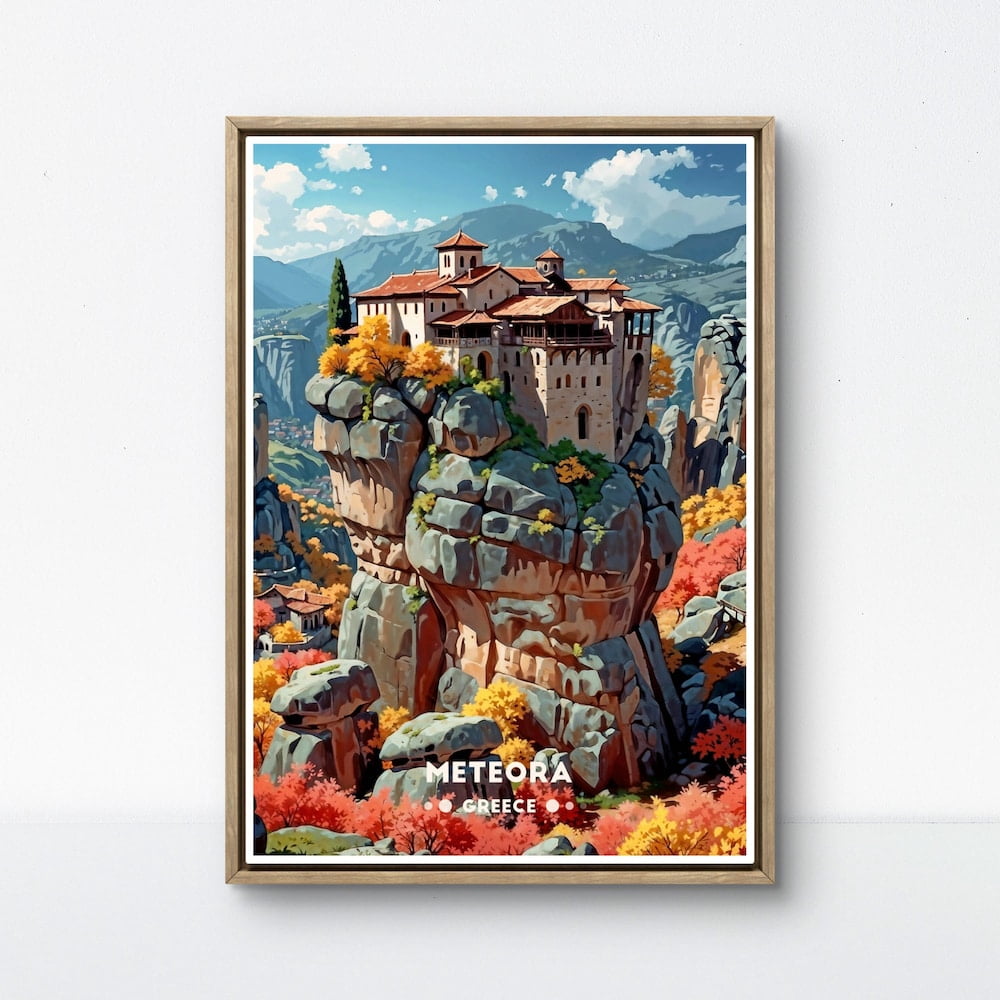 Kna Prints - 1 Pc Poster Meteora Vintage Poster | Greece Monastery Art ...
