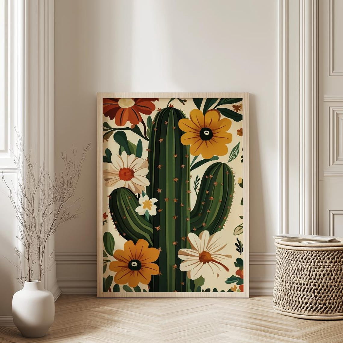 Kna Prints - 1 Pc Poster Mexican Cactus Art Print, Traditional Folk ...