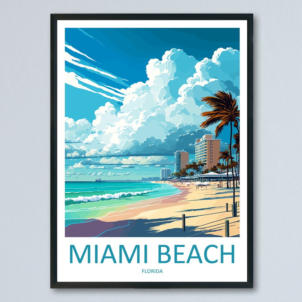 Kna Prints - 1 Pc Poster Miami Beach Travel Wall Art Miami Beach Wall ...