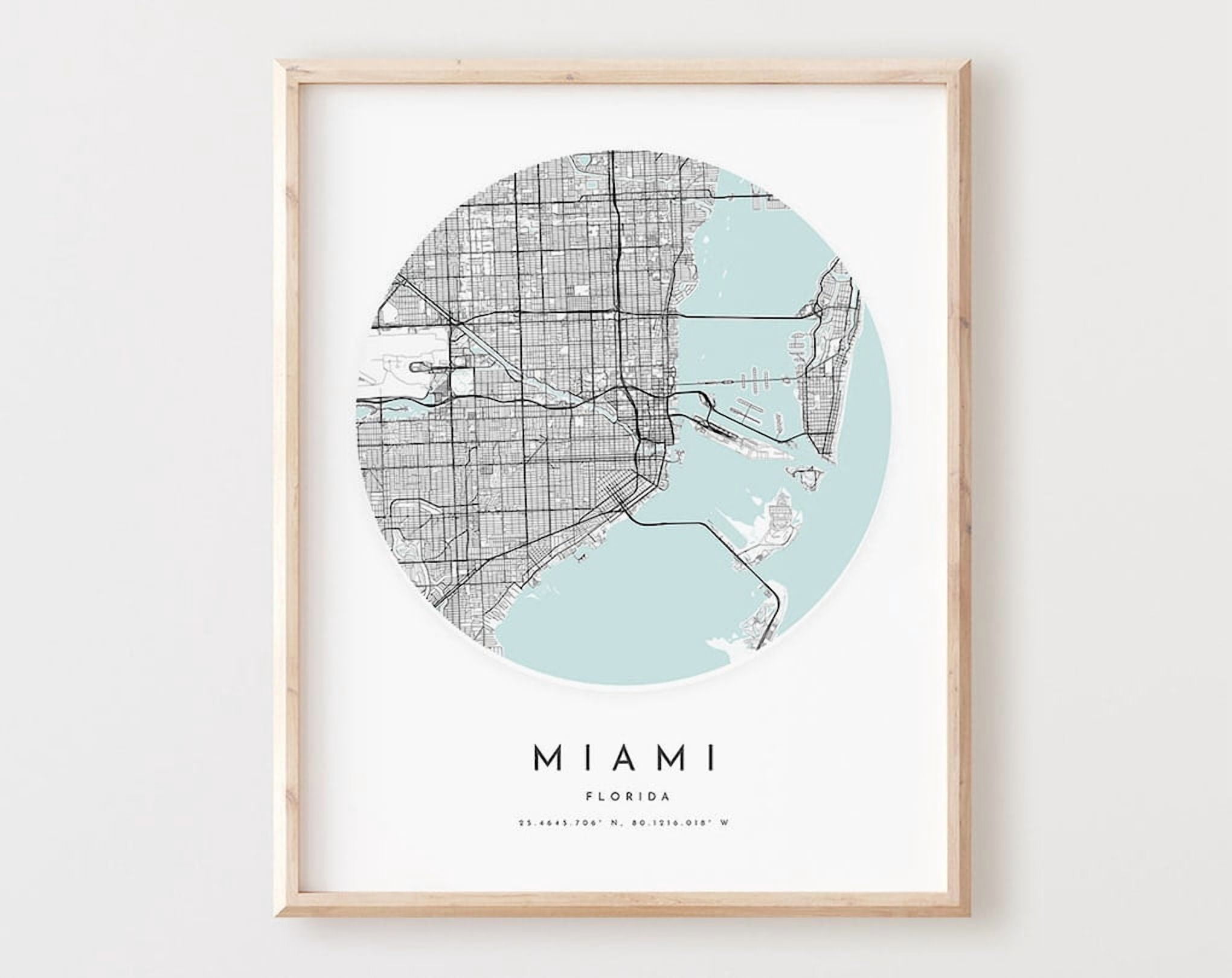 Kna Prints - 1 Pc Poster Miami Map Print, Miami Map City Wall Art, Fl ...