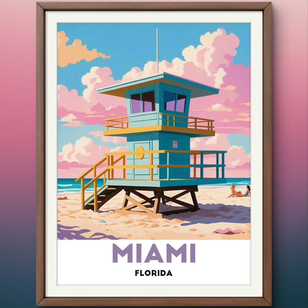 Kna Prints - 1 Pc Poster Miami Poster - Iconic Lifeguard Tower On A ...