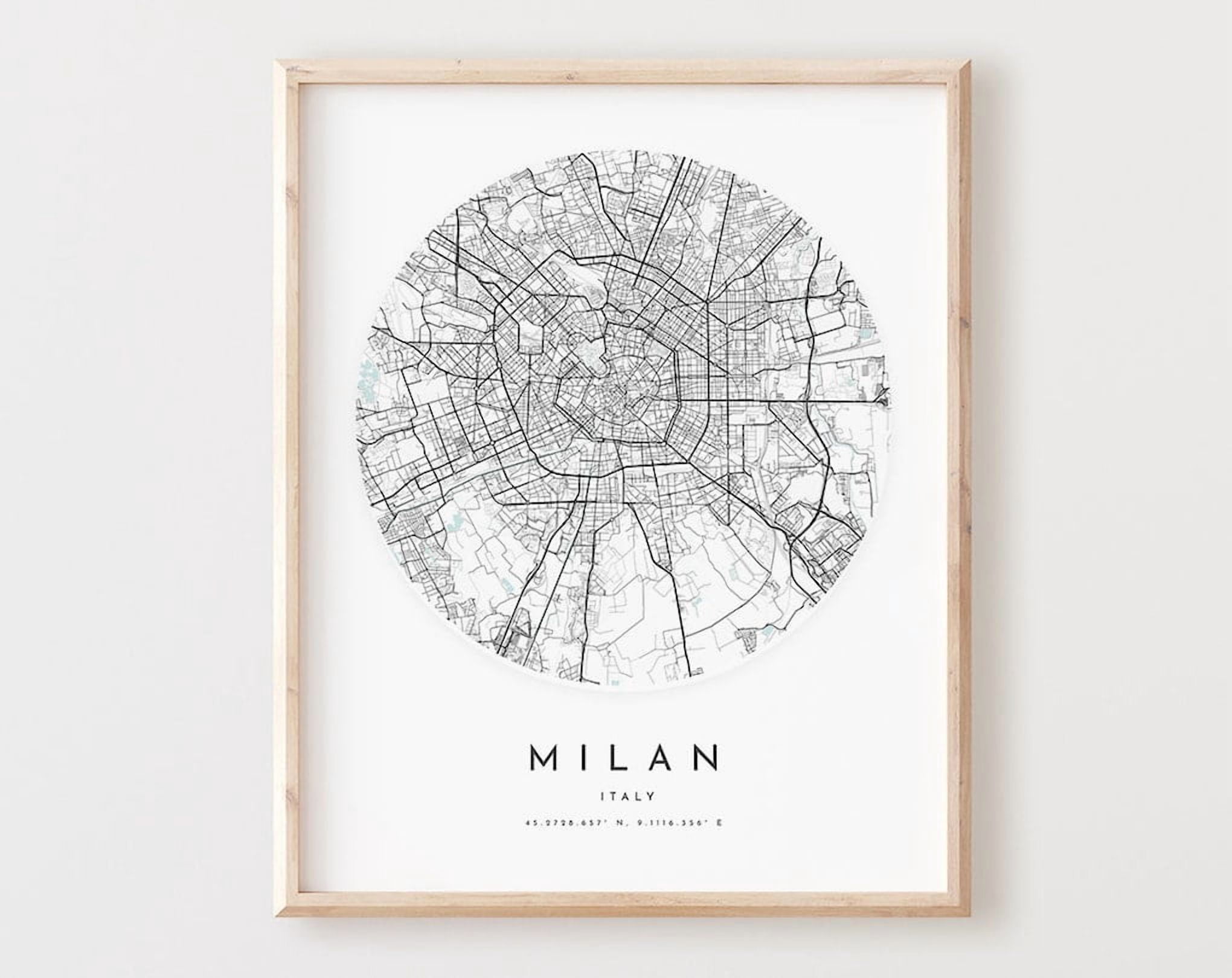 Kna Prints - 1 Pc Poster Milan Map Print, Milan Map City Wall Art ...
