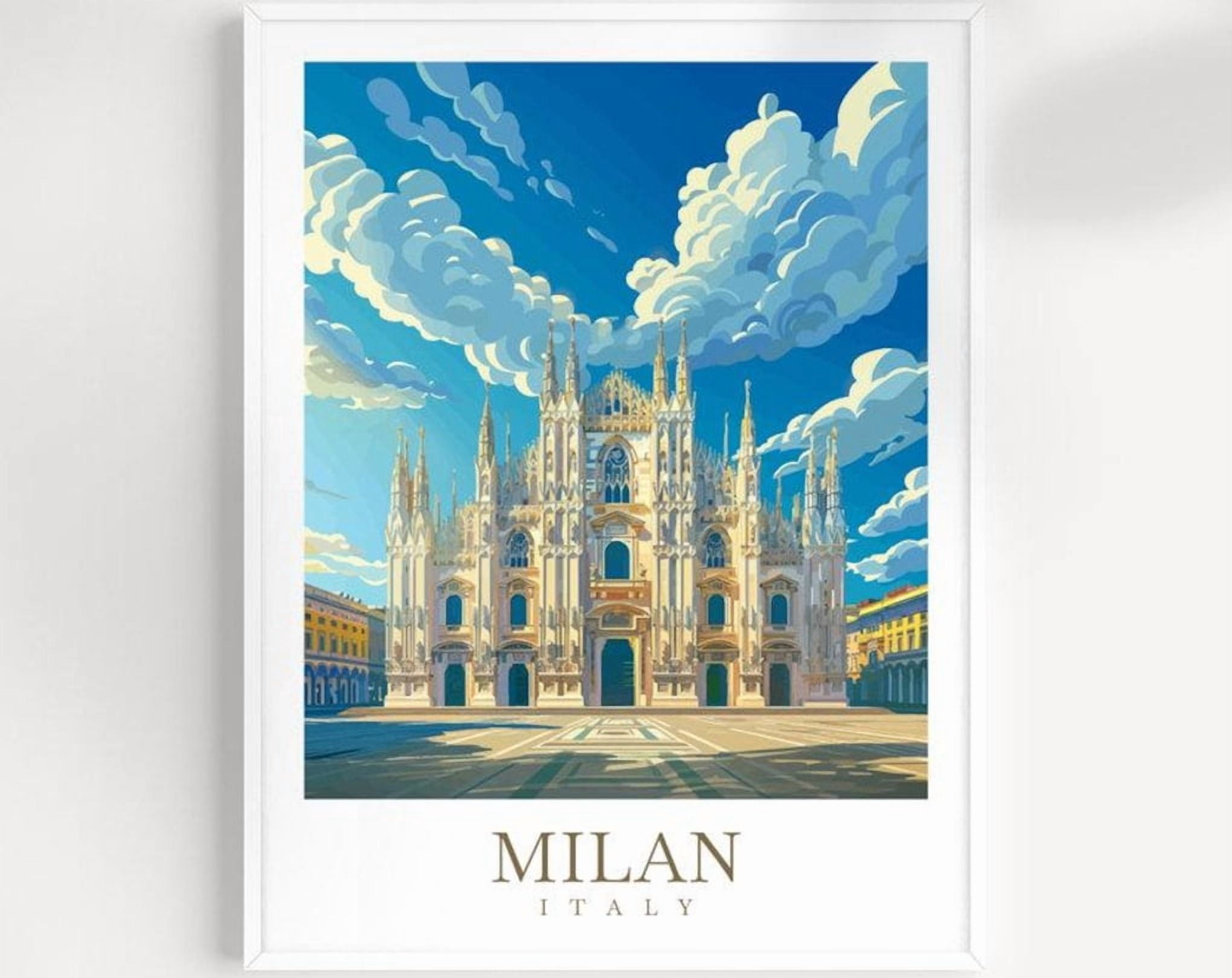 Kna Prints - 1 Pc Poster Milan Travel Print, Duomo Di Milano Wall Art ...