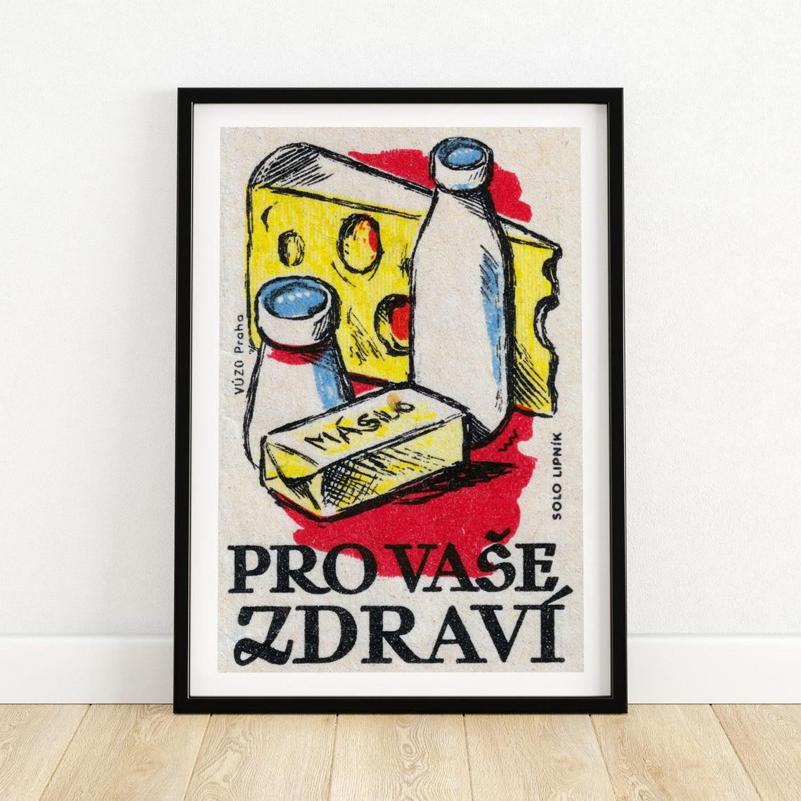 Kna Prints - 1 Pc Poster Milk, Cheese And Butter Matchbox Print Czech ...