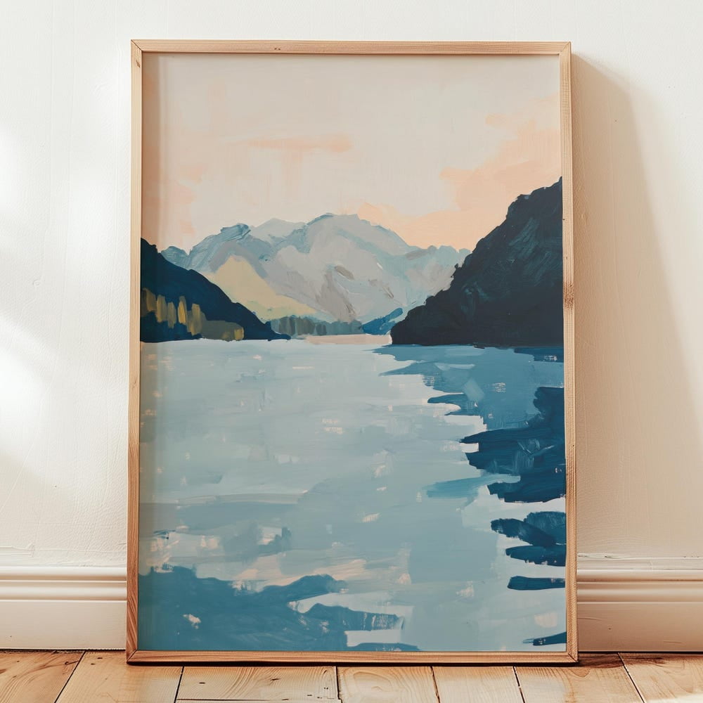 Kna Prints - 1 Pc Poster Minimalist Lake Landscape Poster | Serene Blue ...