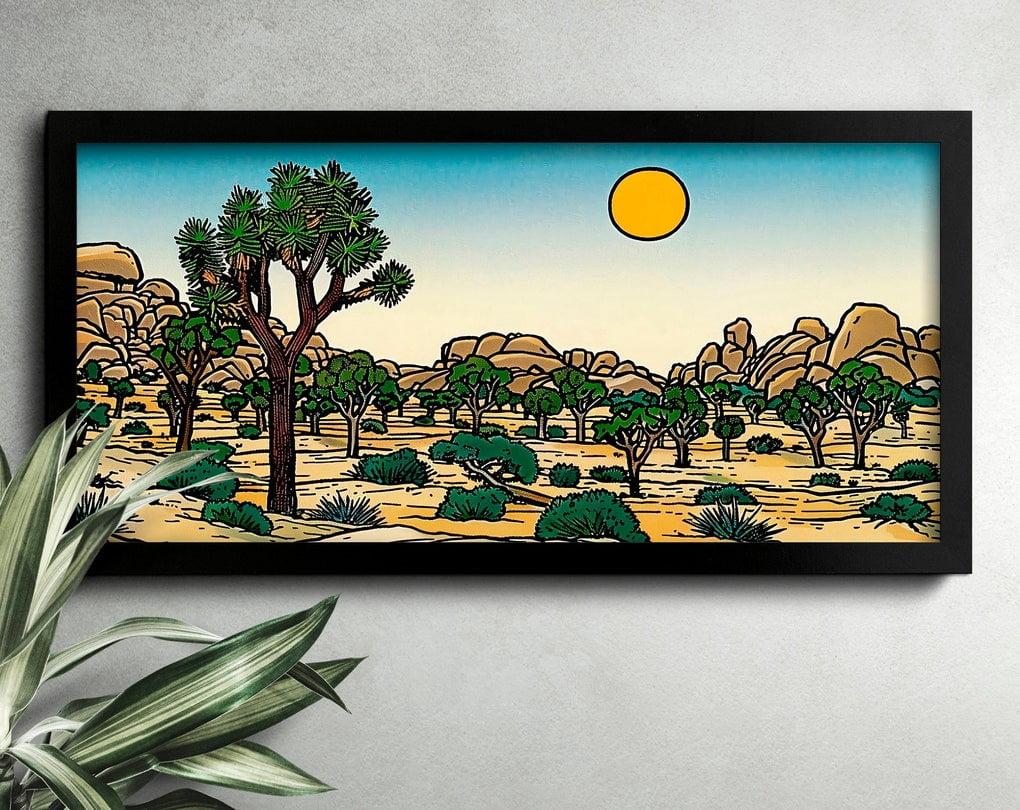 Kna Prints - 1 Pc Poster Minimalist Motain Panorama Woodcut Desert ...