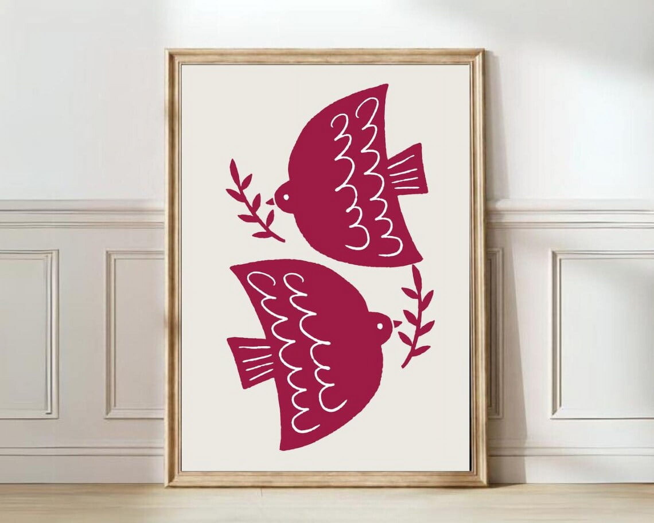 Kna Prints - 1 Pc Poster Minimalist Red Doves Print Modern Print Love ...