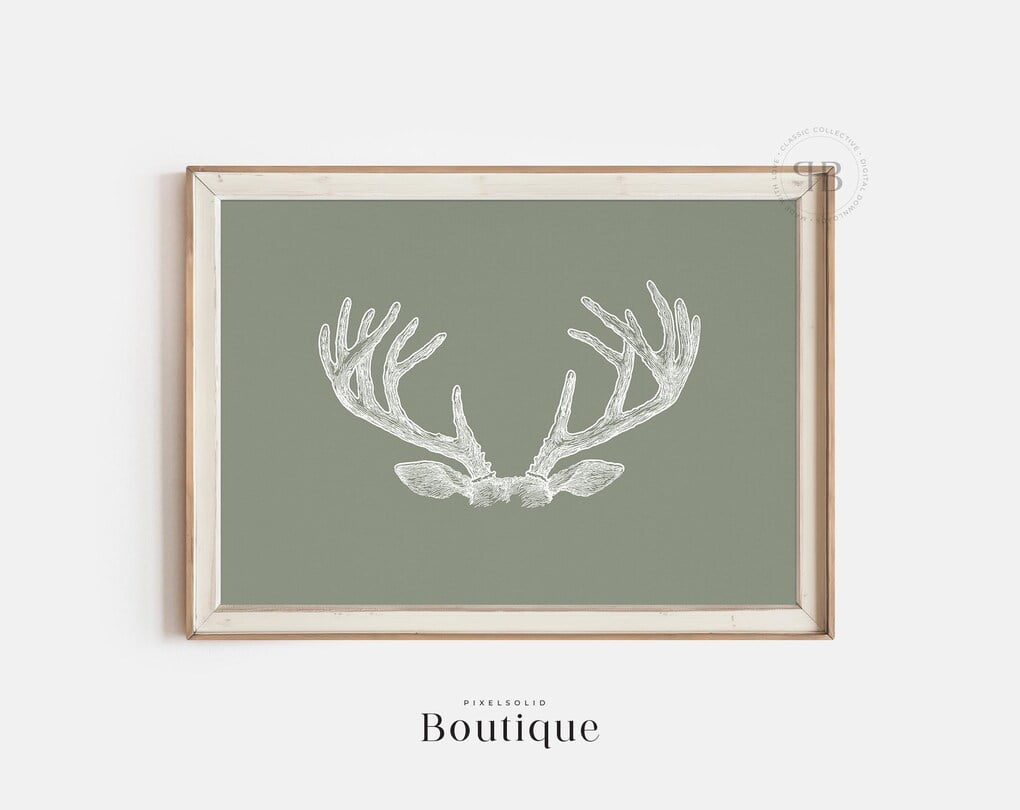 Kna Prints - 1 Pc Poster Minimalistic Deer Antler Art Print, Wildlife ...