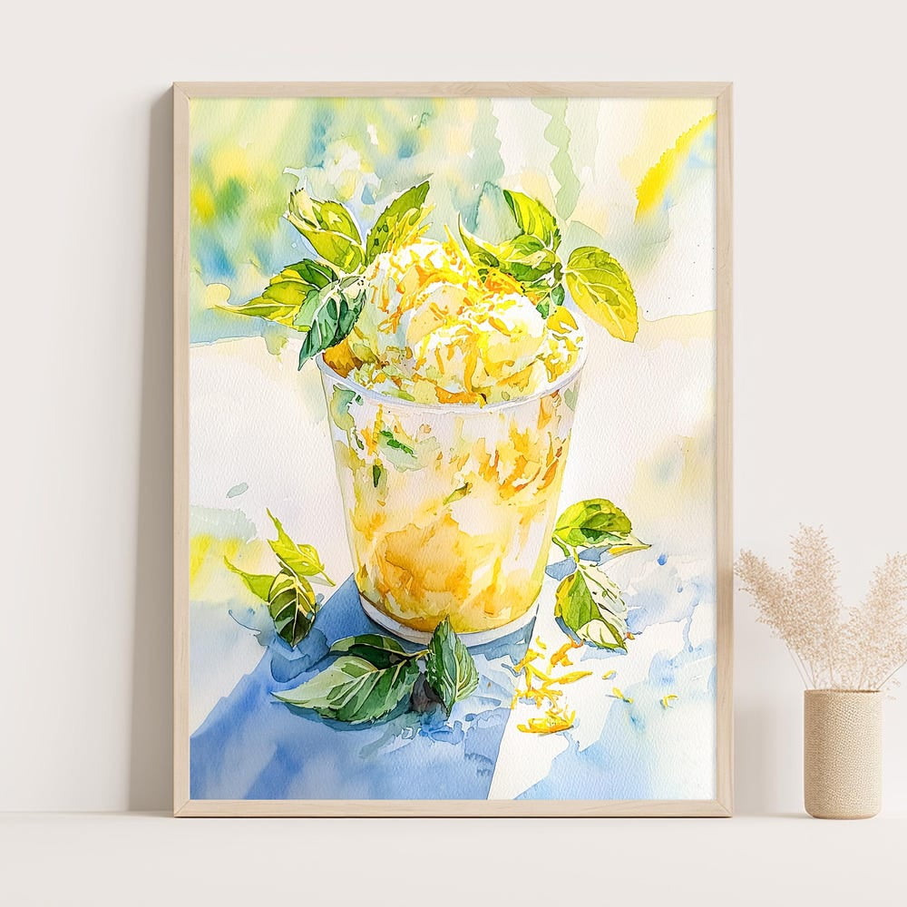 Kna Prints - 1 Pc Poster Mint & Lemon Gelato Watercolor Print – Coastal ...