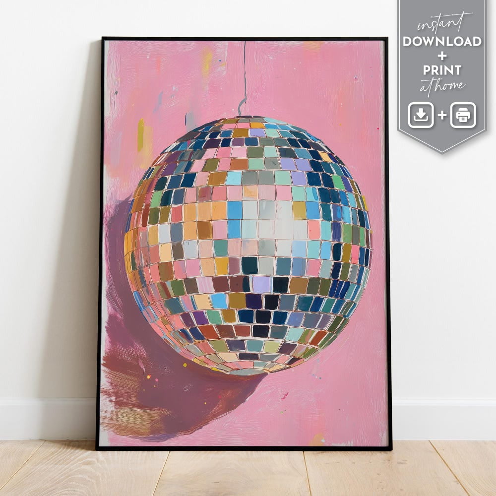 Kna Prints - 1 Pc Poster Mirrorball Wall Art With Hand Drawn Disco Ball ...