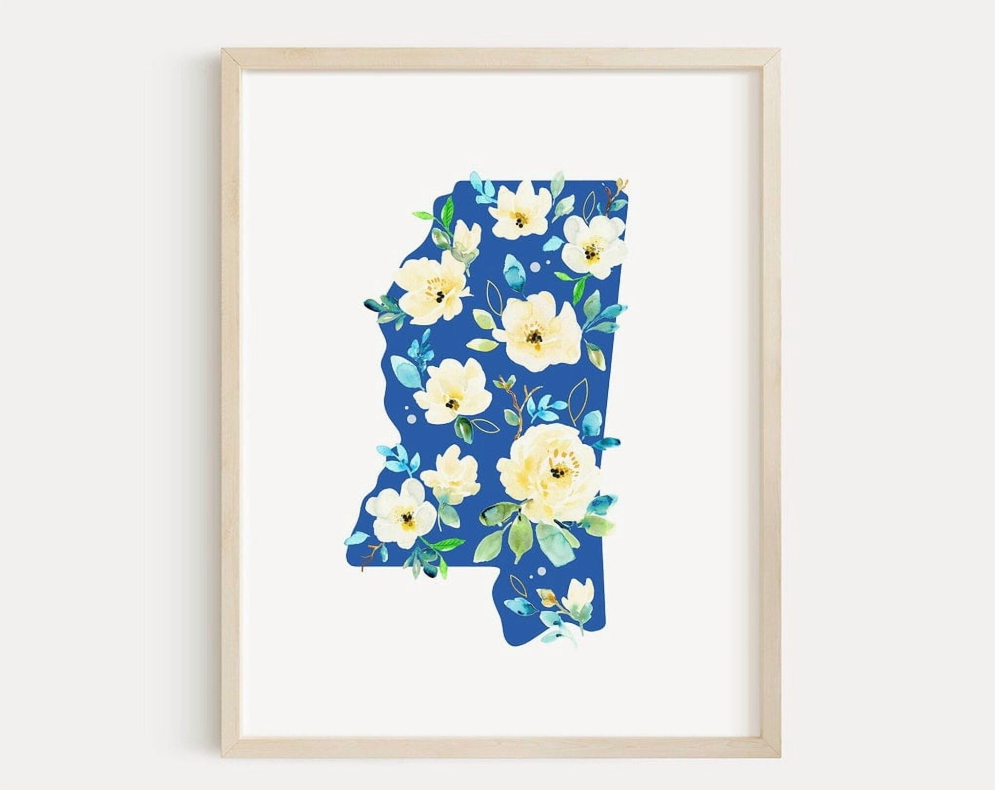 Kna Prints - 1 Pc Poster Mississippi Map Art Print, Magnolia State Wall ...