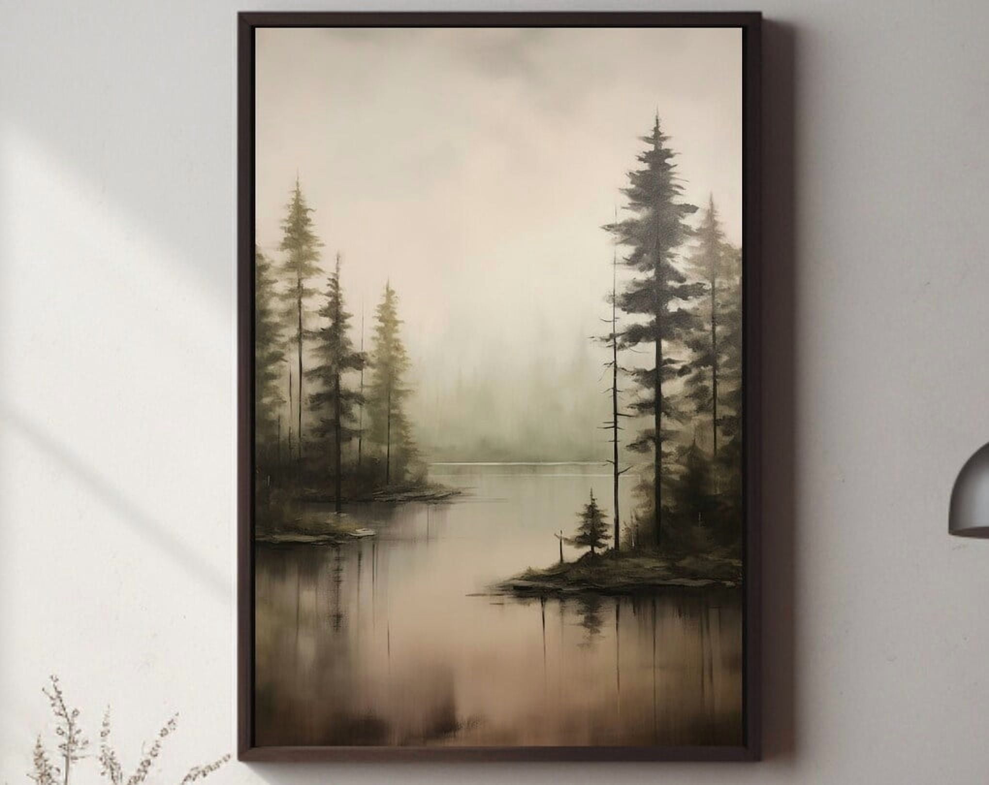 Kna Prints - 1 Pc Poster Misty Woodland Art Ink Black Earthy Forest ...