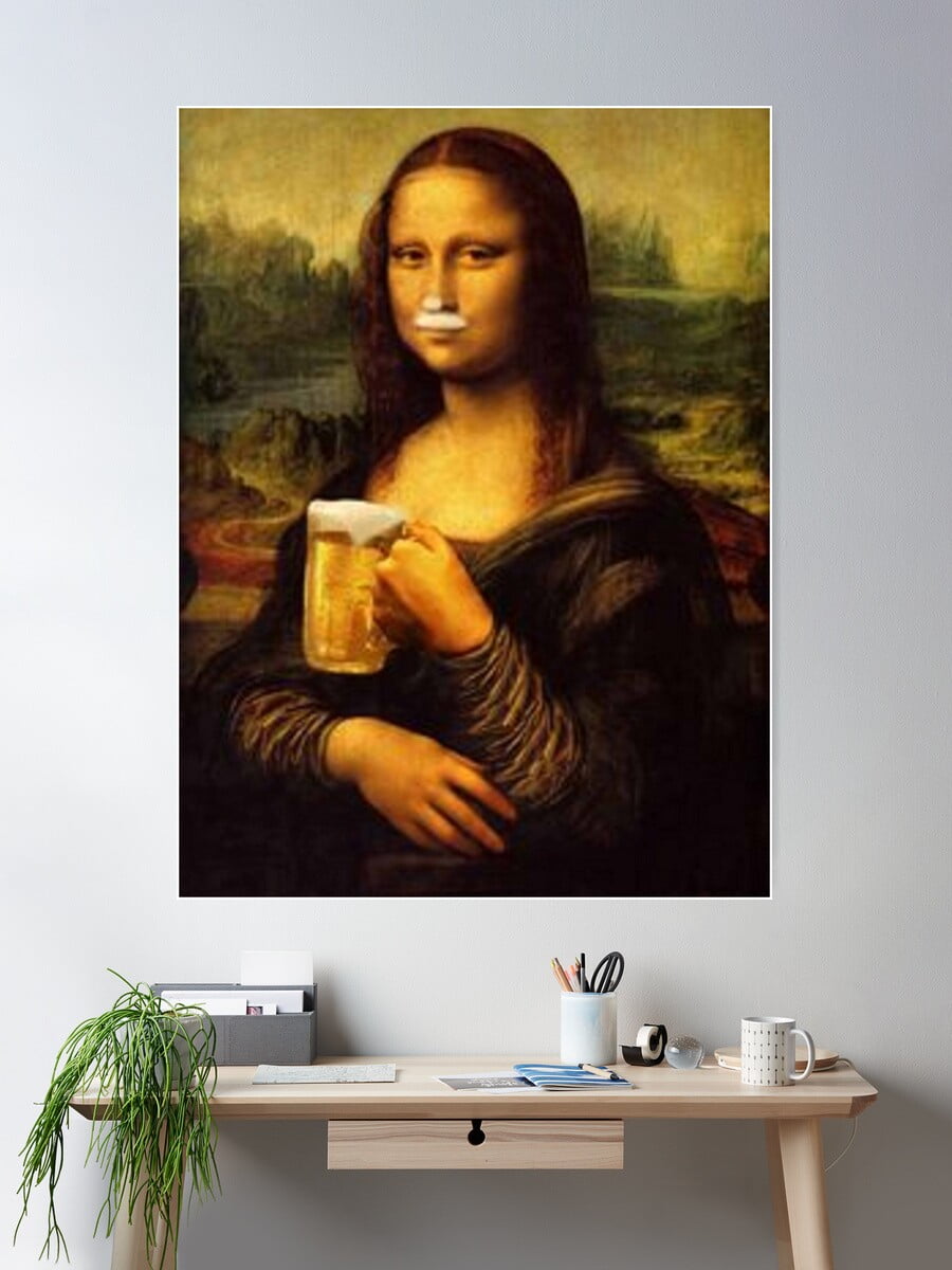 Kna Prints - 1 Pc Poster Mona Lisa Drinking A Beer, UNFRAMED-8x12 ...